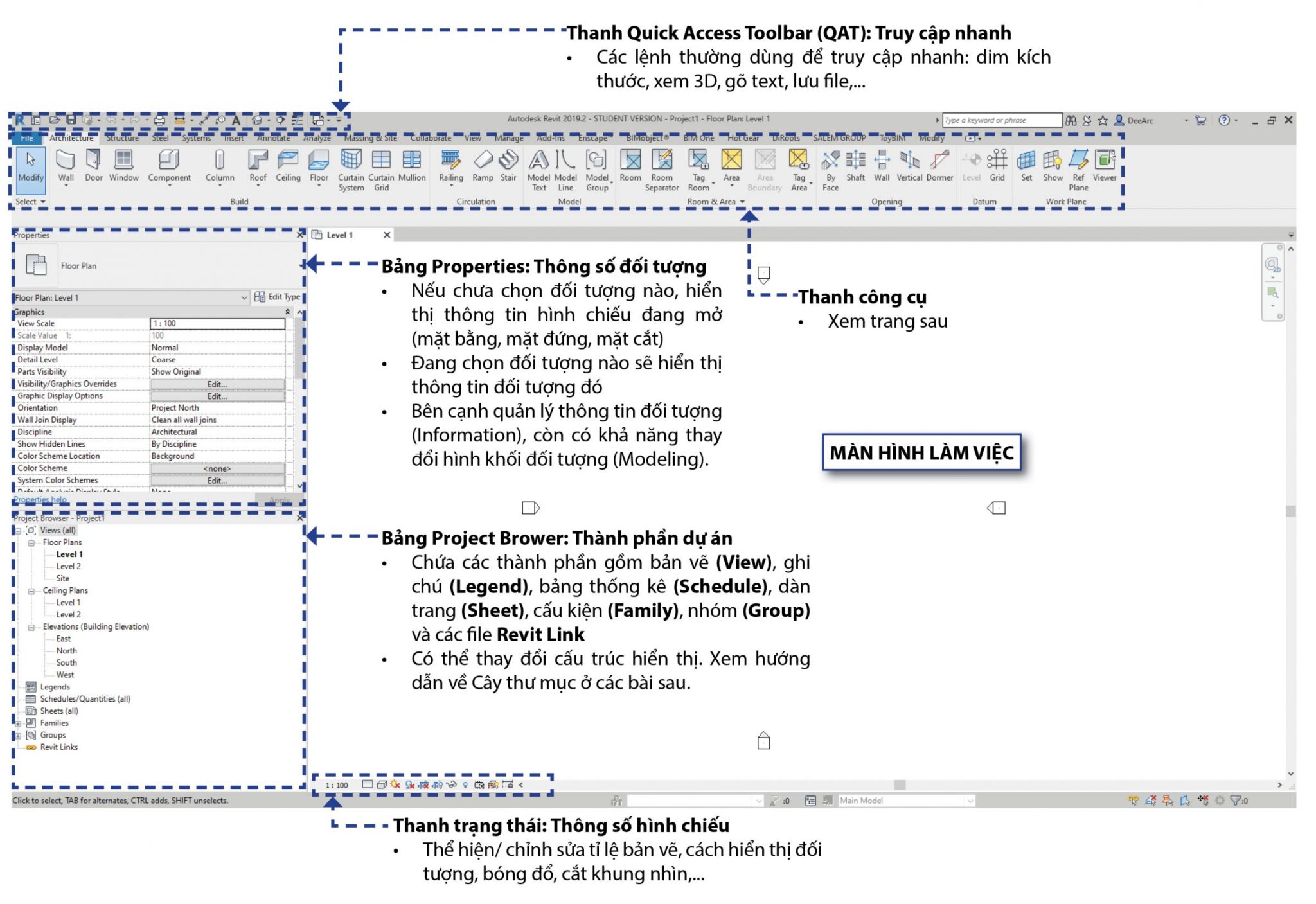 Học Revit 01: Thao tác cơ bản % - BIM.A Studio